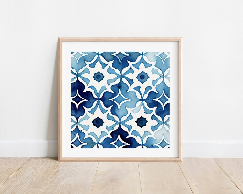 Moroccan Tile Print Moroccan Printable Wall Art Watercolor - Etsy