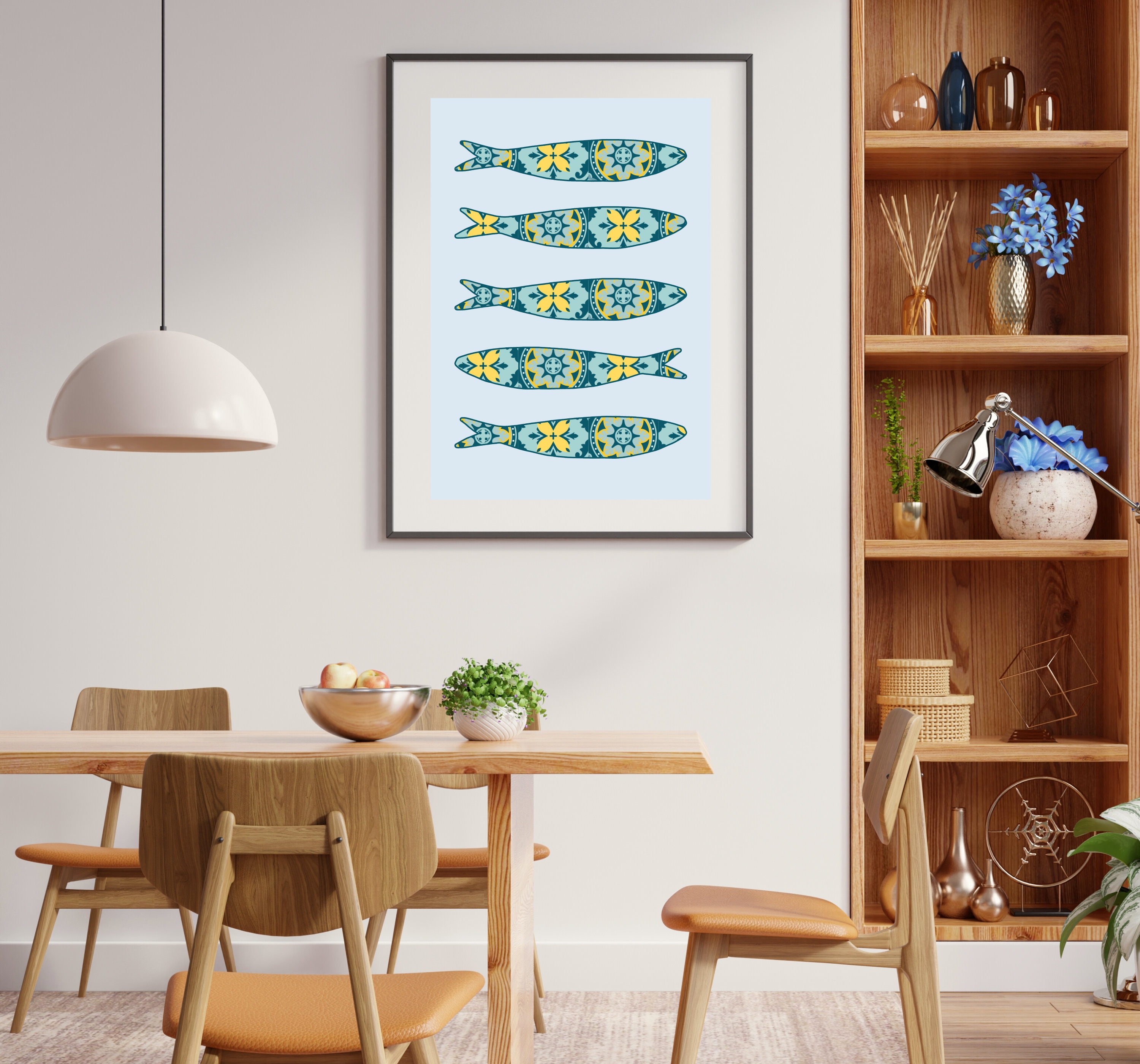 Portuguese Sardine Wall Art, Portugal Tile Print, Modern Tile Wall ...