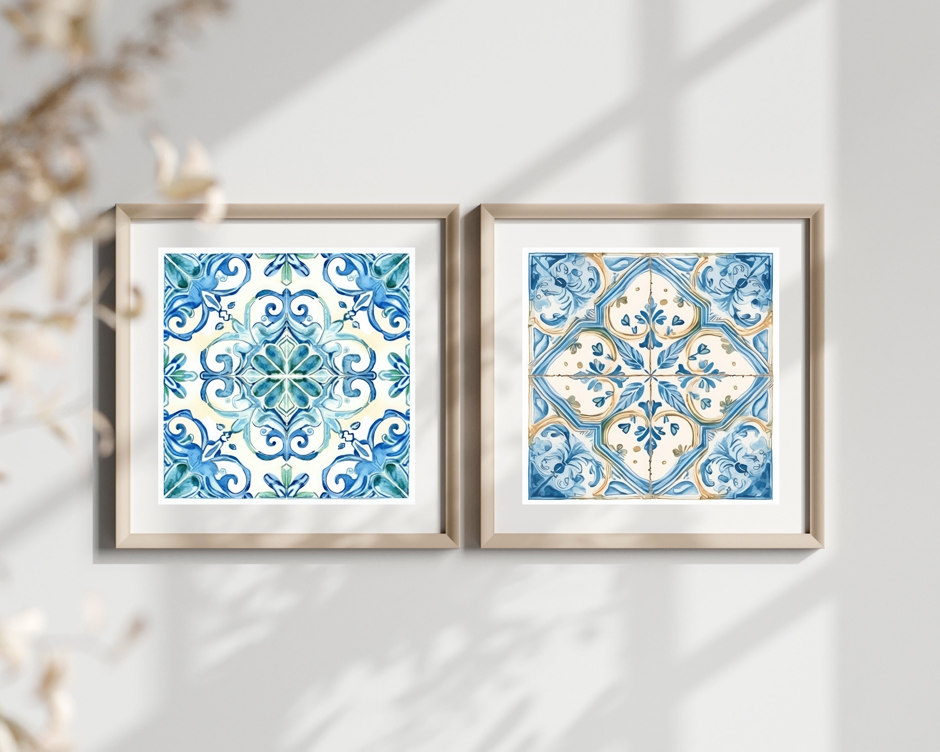 Spanish Tile Print Watercolor Tile Artwork Spanish Wall Art Spanish ...
