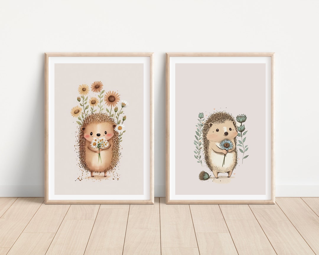 Cute Hedgehog Print Nursery Hedgehog Wall Art for Nursery Animal ...