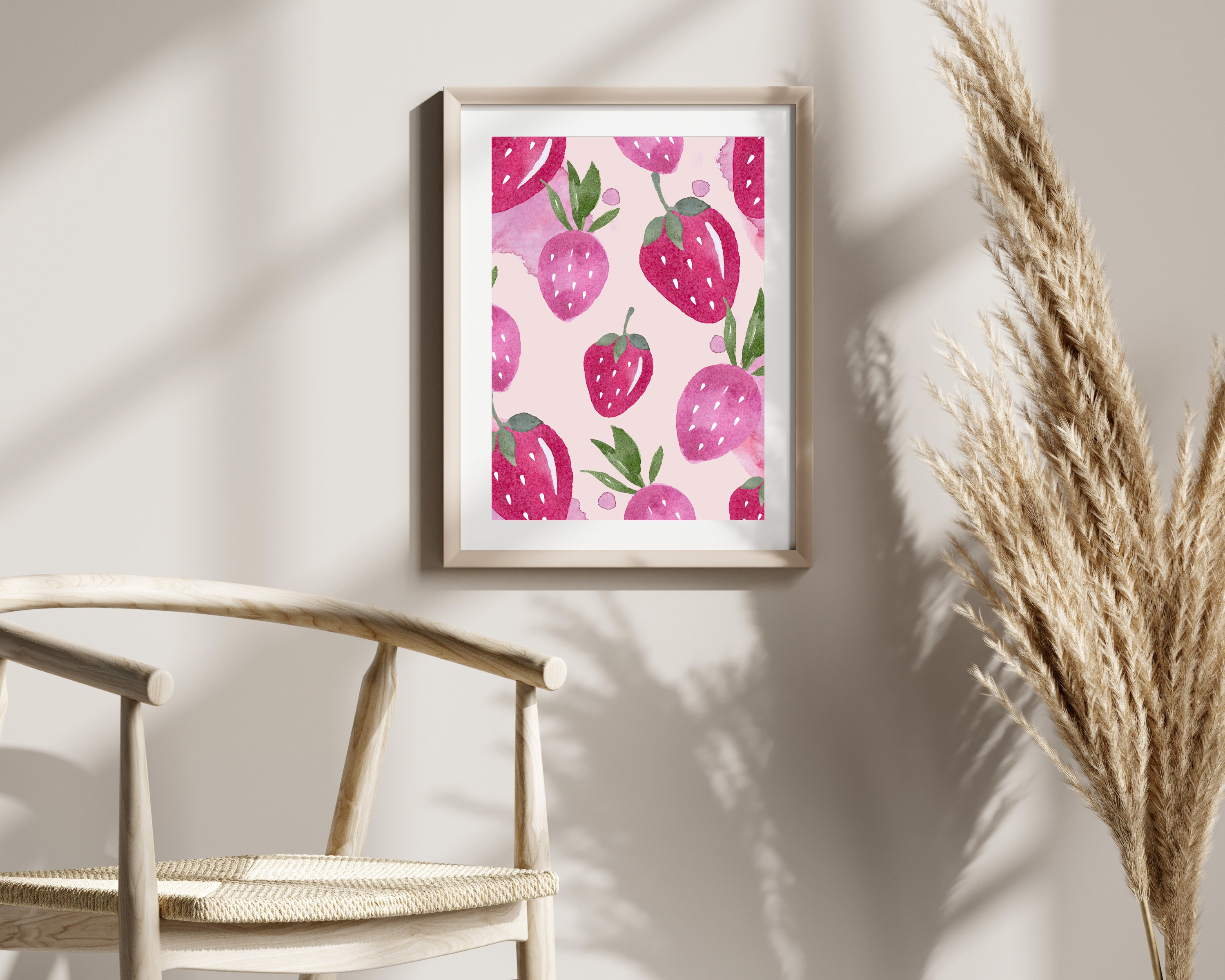 Watercolor Printable Strawberry Print Digital Strawberry Fruit Wall Art ...