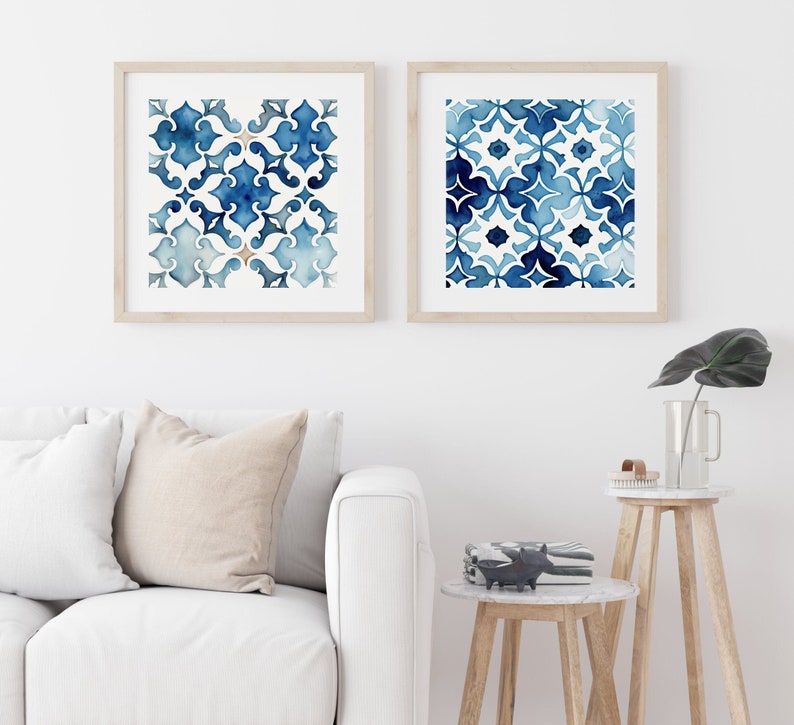 Moroccan Tile Print Moroccan Printable Wall Art Watercolor Tile Artwork ...
