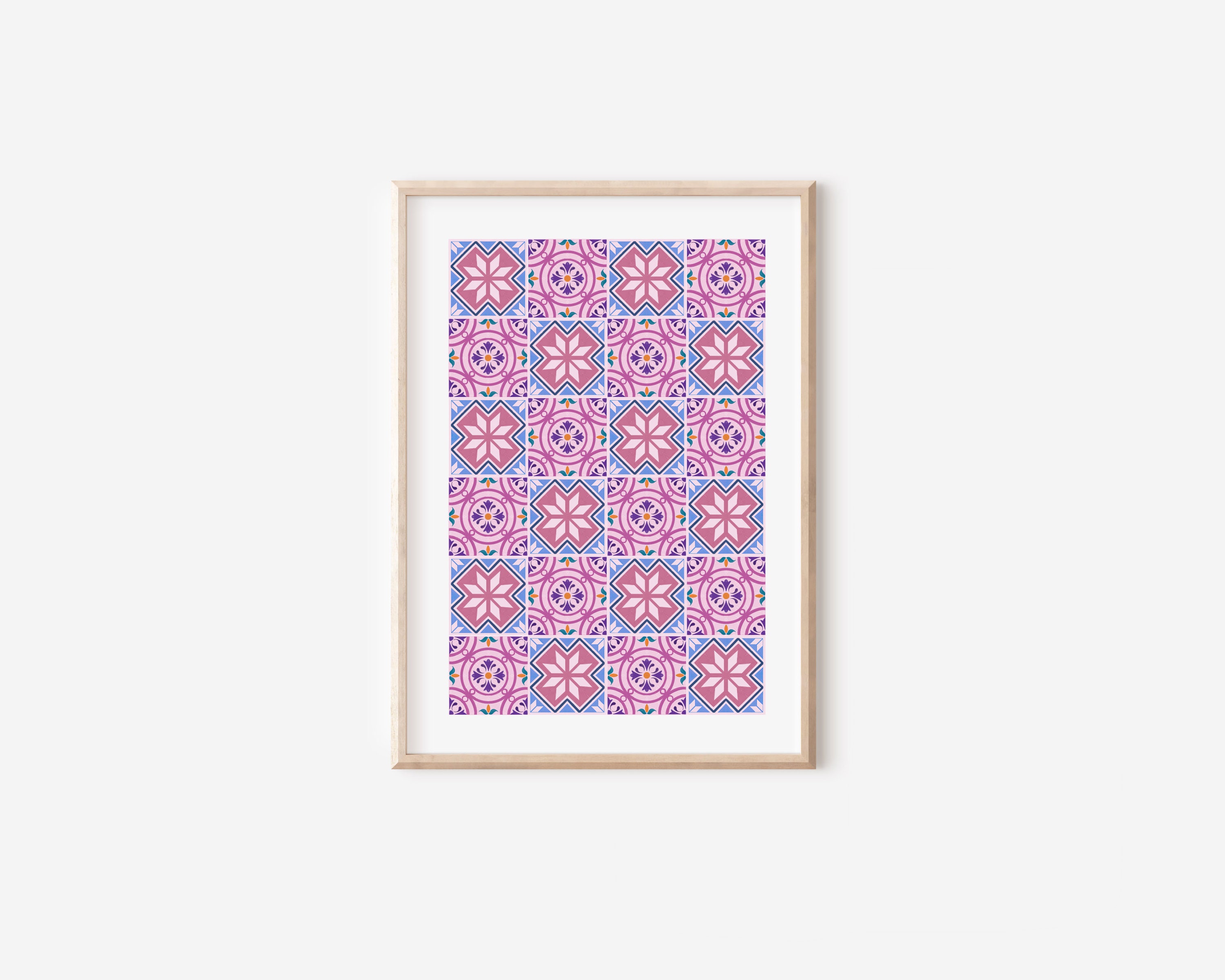 Printable Pink Tile Print Modern Tile Wall Art Mosaic Tiles Print Boho ...