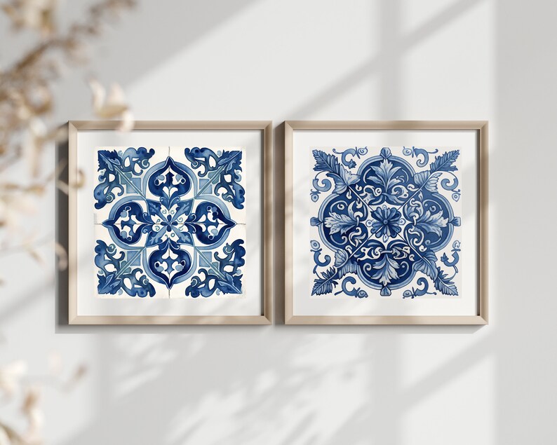 Spanish Tile Print Spanish Wall Art Watercolor Tile Artwork Spanish ...