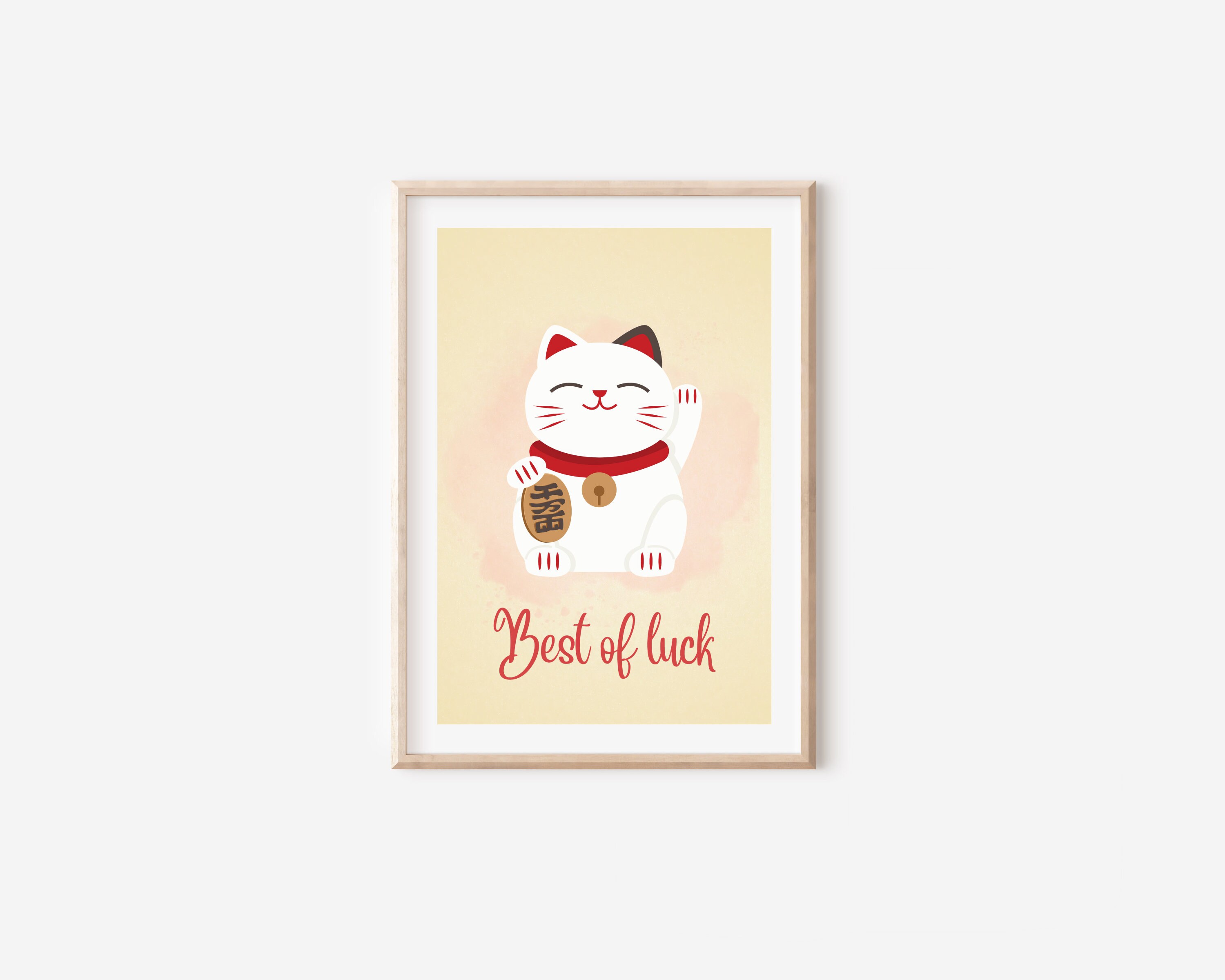 Lucky Cat Wall Art, Maneki Neko Print, Japanese Lucky Cat Print ...