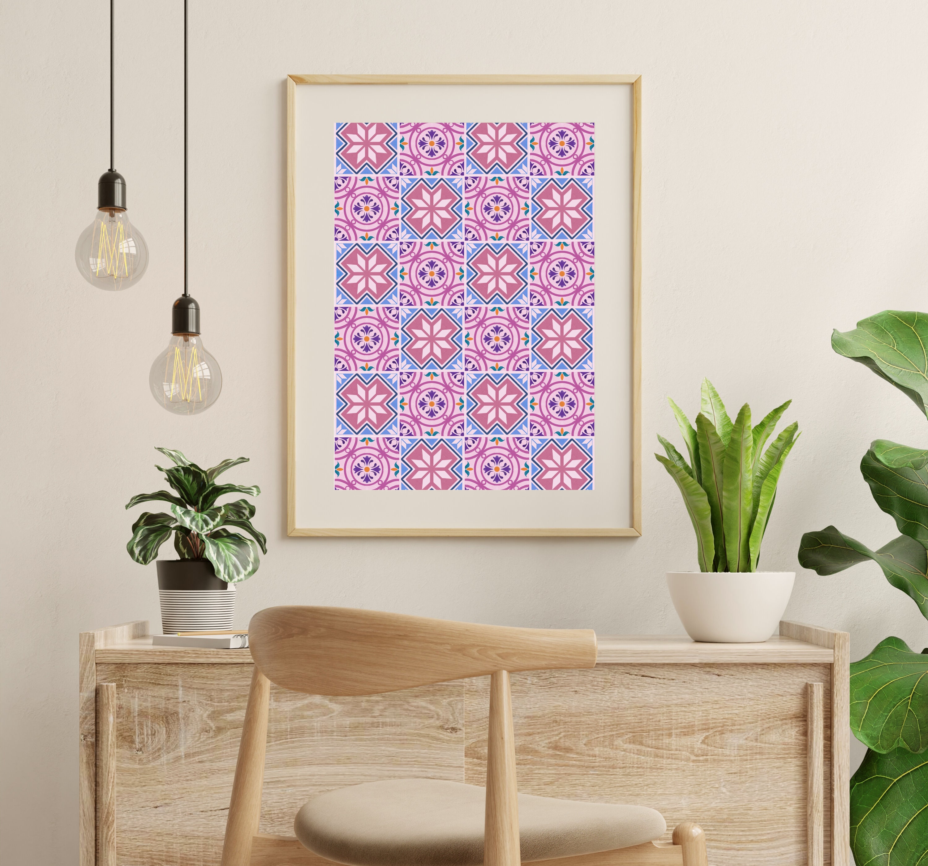 Printable Pink Tile Print Modern Tile Wall Art Mosaic Tiles Print Boho ...