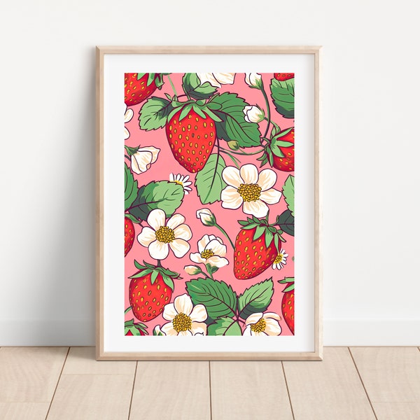 Strawberry Print - Etsy