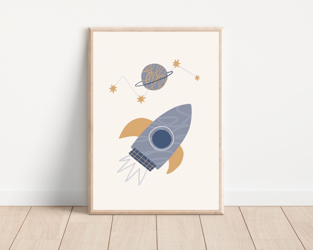 Outer Space Rocket Ship Nursery Wall Art Print, Outer Space Poster for ...
