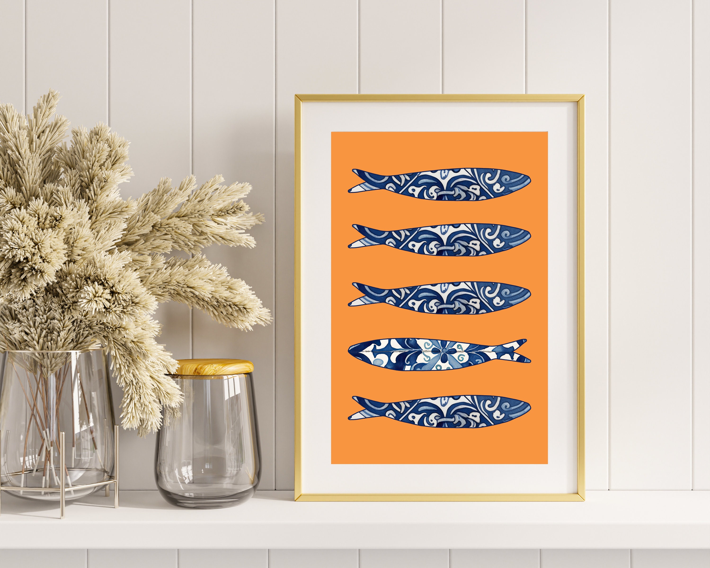 Portuguese Sardine Tile Print, Portugal Tile Art, Portuguese Wall Art ...