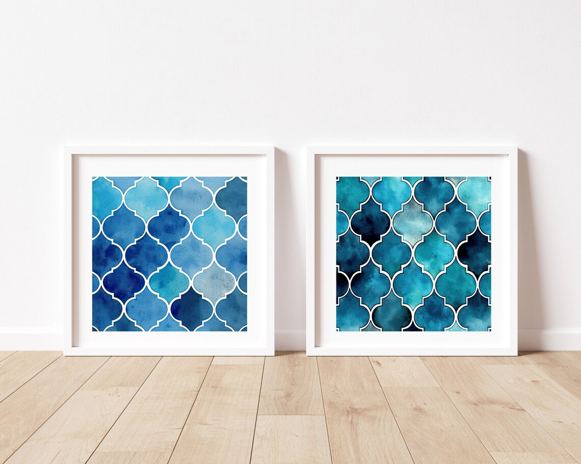 Moroccan Tile Print Moroccan Printable Wall Art Watercolor Tile Artwork ...
