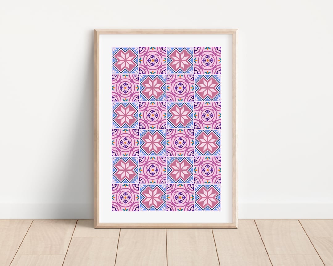 Printable Pink Tile Print Modern Tile Wall Art Mosaic Tiles Print Boho ...