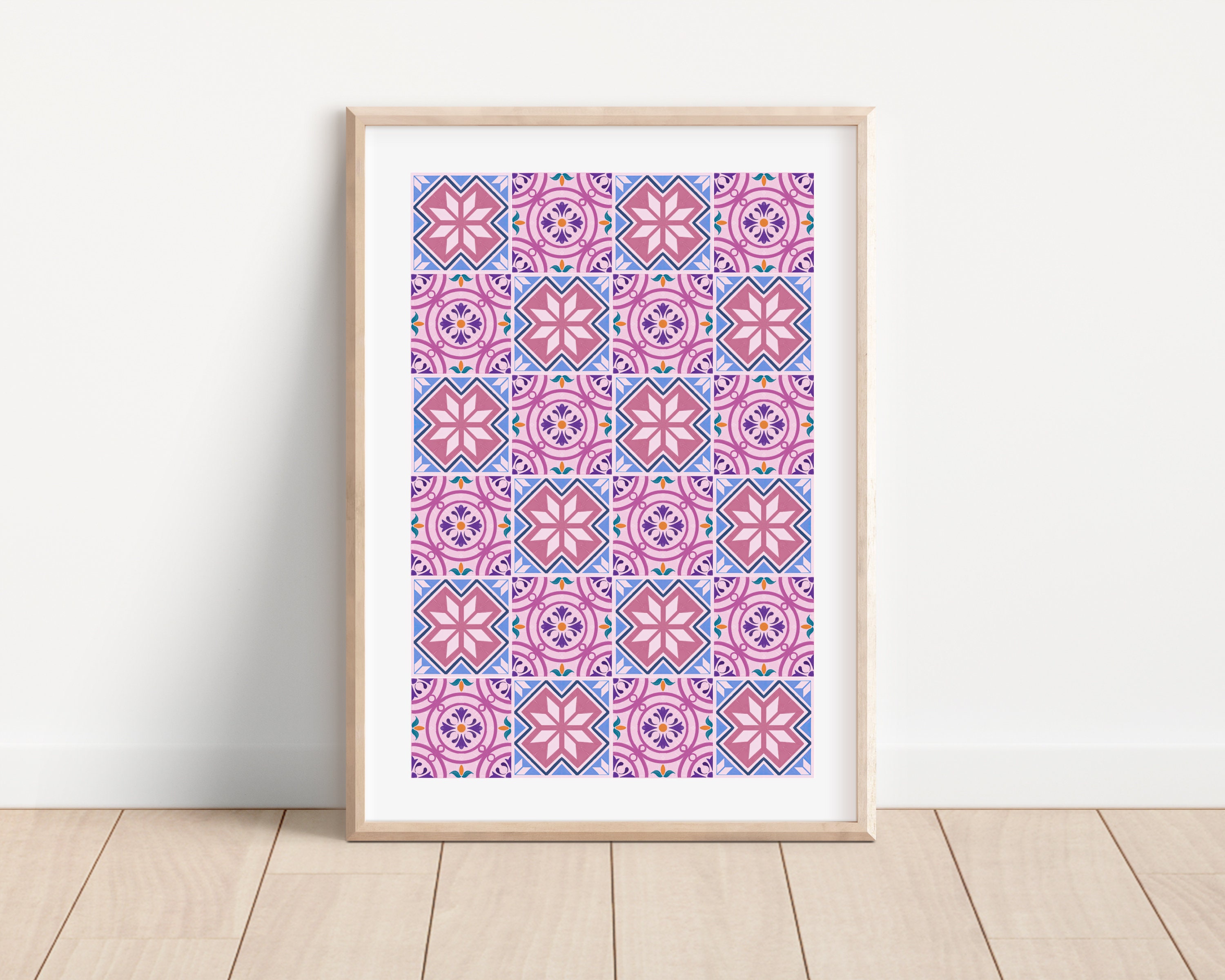 Printable Pink Tile Print Modern Tile Wall Art Mosaic Tiles Print Boho ...