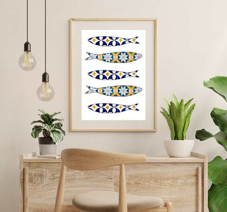 Portuguese Sardine Tile Wall Art Print Portugal Sardine Tile - Etsy