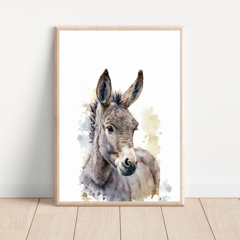 Watercolor Donkey - Etsy