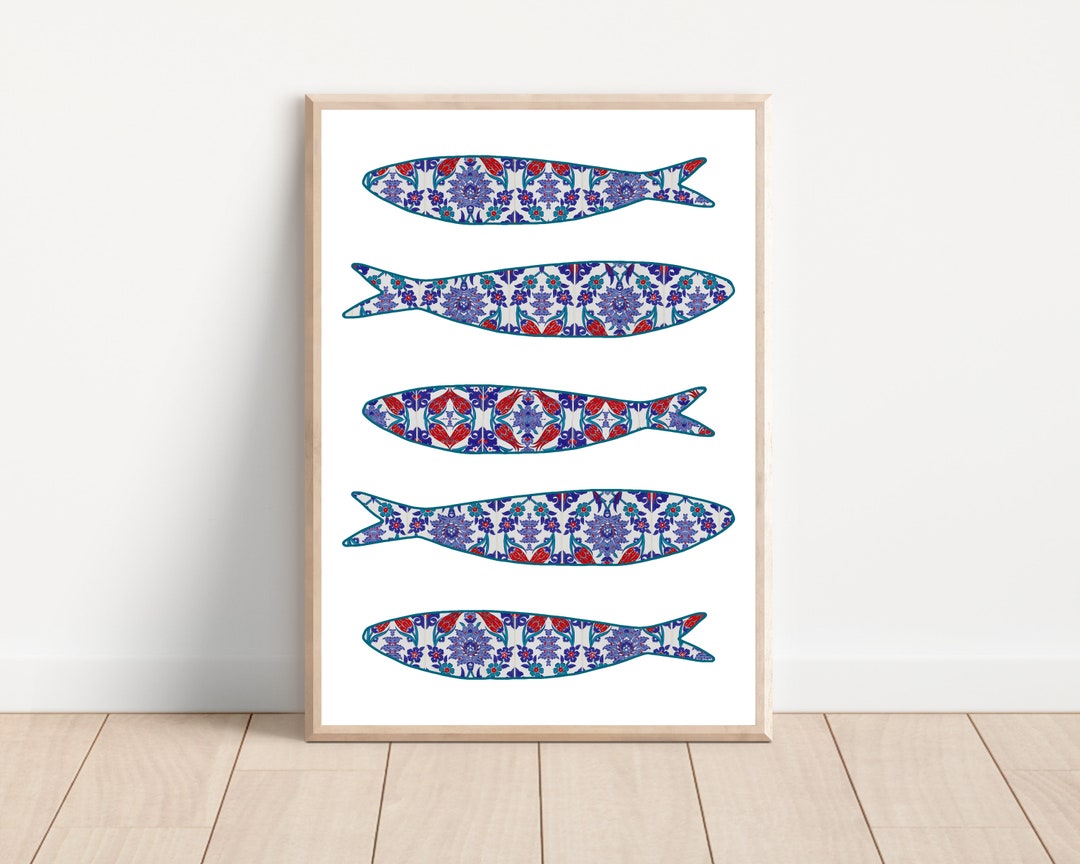 Portugal Sardine Tile Wall Art Print, Portuguese Sardine Wall Decor ...
