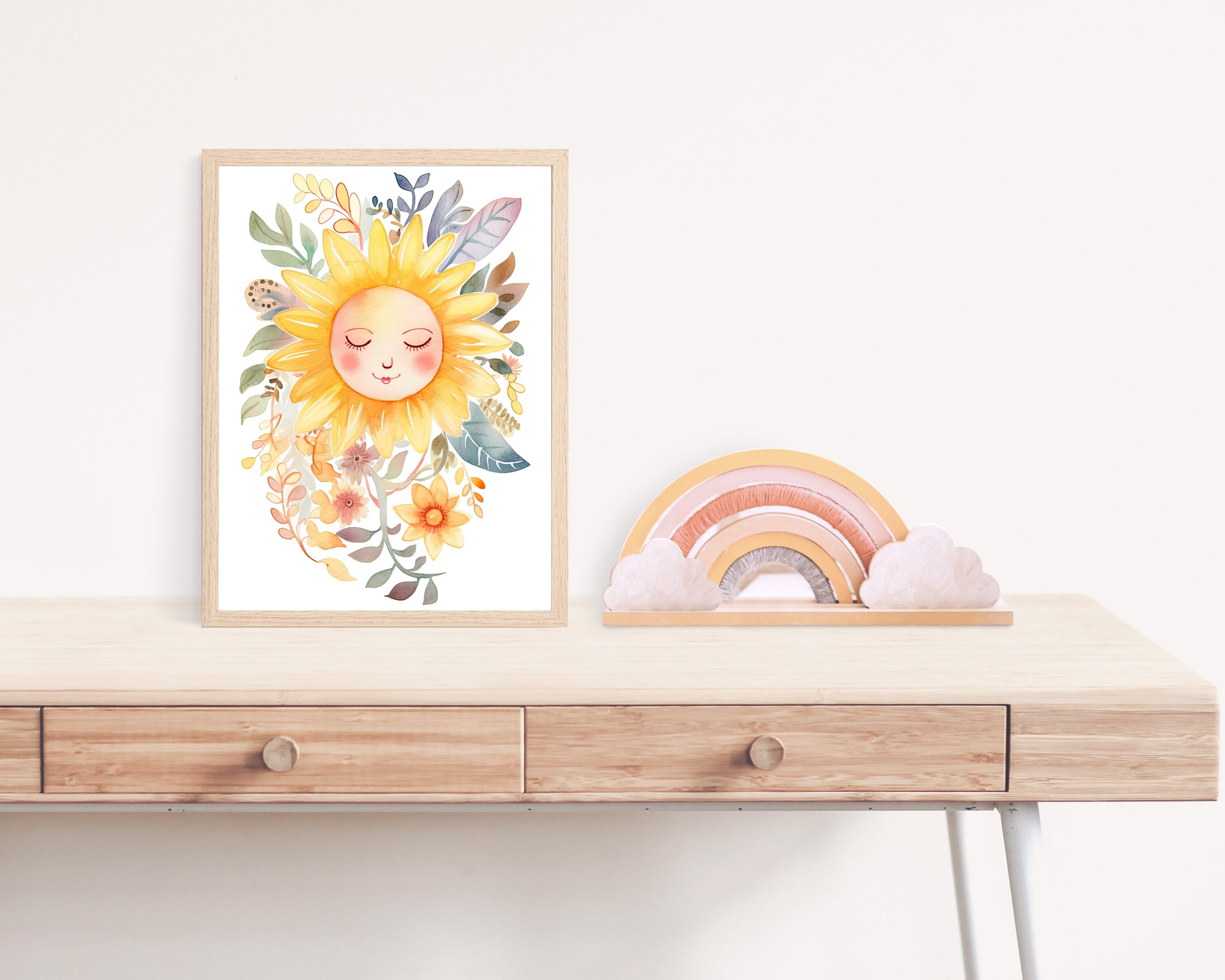 Boho Sunflower Print Sunflower Nursery Boho Flower Girl Nursery Floral ...