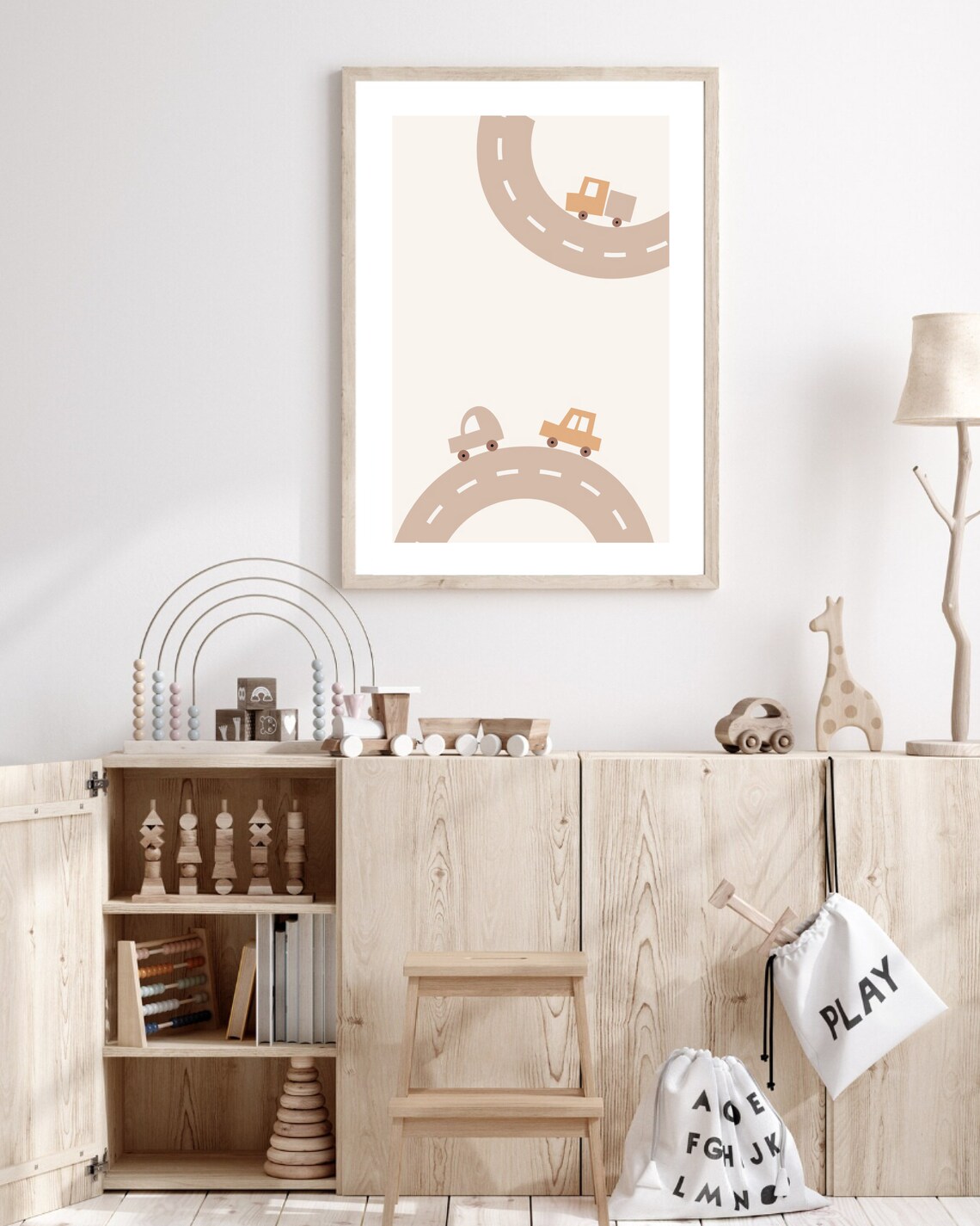 Boho Roads and Cars Nursery Wall Art Print, Transportation Theme for ...