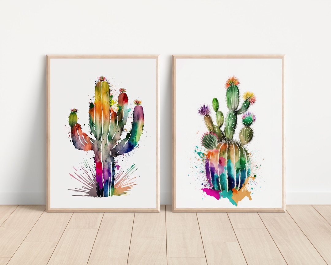 Cactus Set Printable Wall Art Watercolor Cactus Print Minimalist ...
