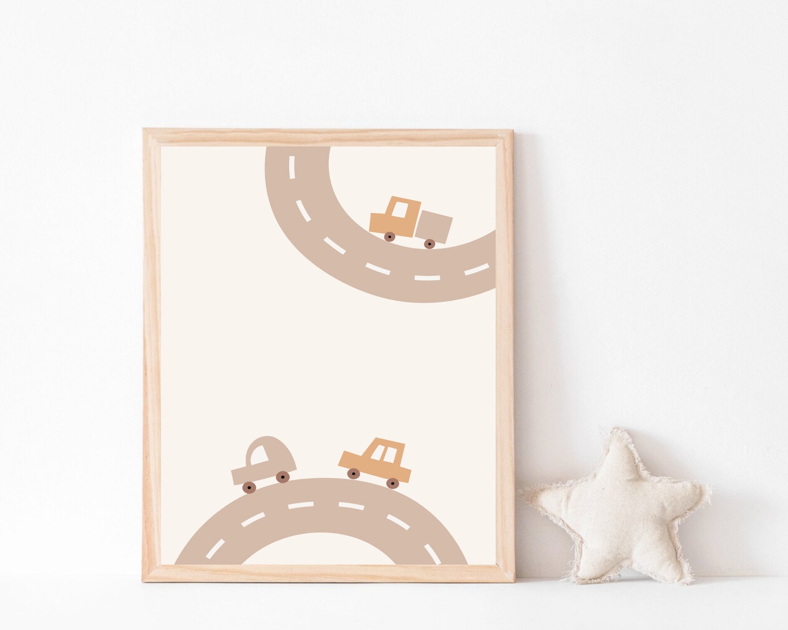 Boho Roads and Cars Nursery Wall Art Print, Transportation Theme for ...
