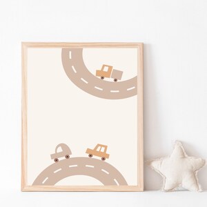 Boho Roads and Cars Nursery Wall Art Print, Transportation Theme for ...