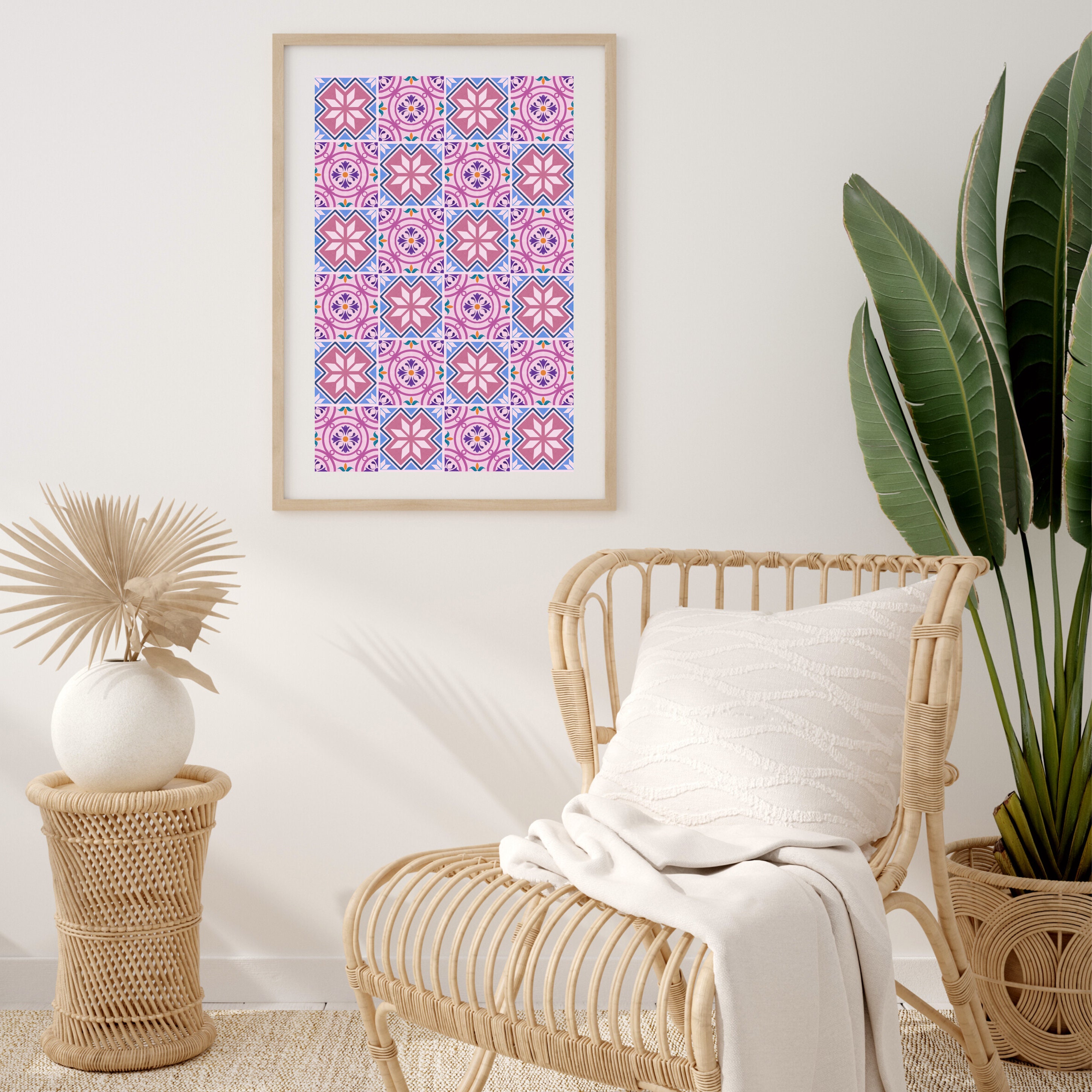 Printable Pink Tile Print Modern Tile Wall Art Mosaic Tiles Print Boho ...