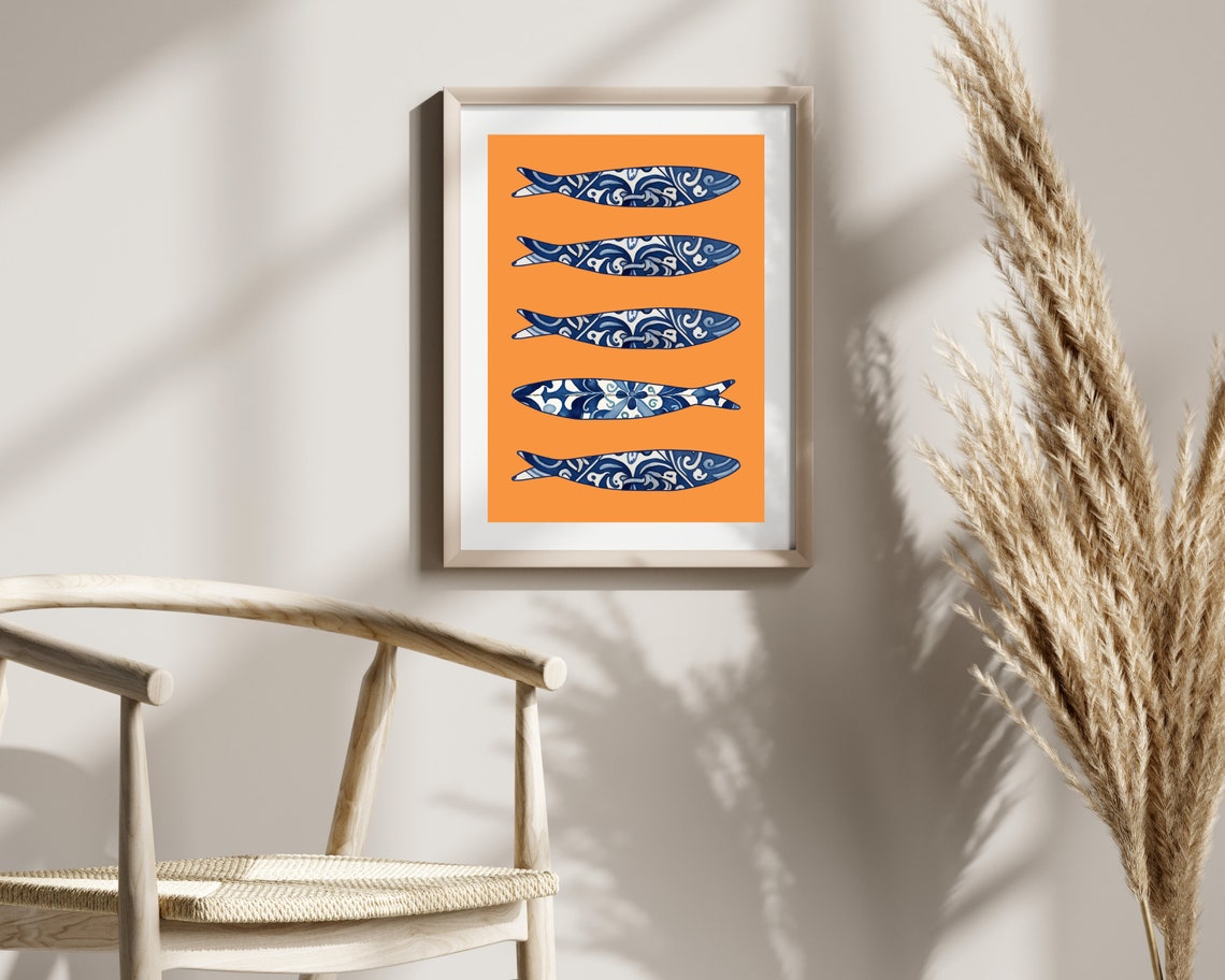 Portuguese Sardine Tile Print, Portugal Tile Art, Portuguese Wall Art ...
