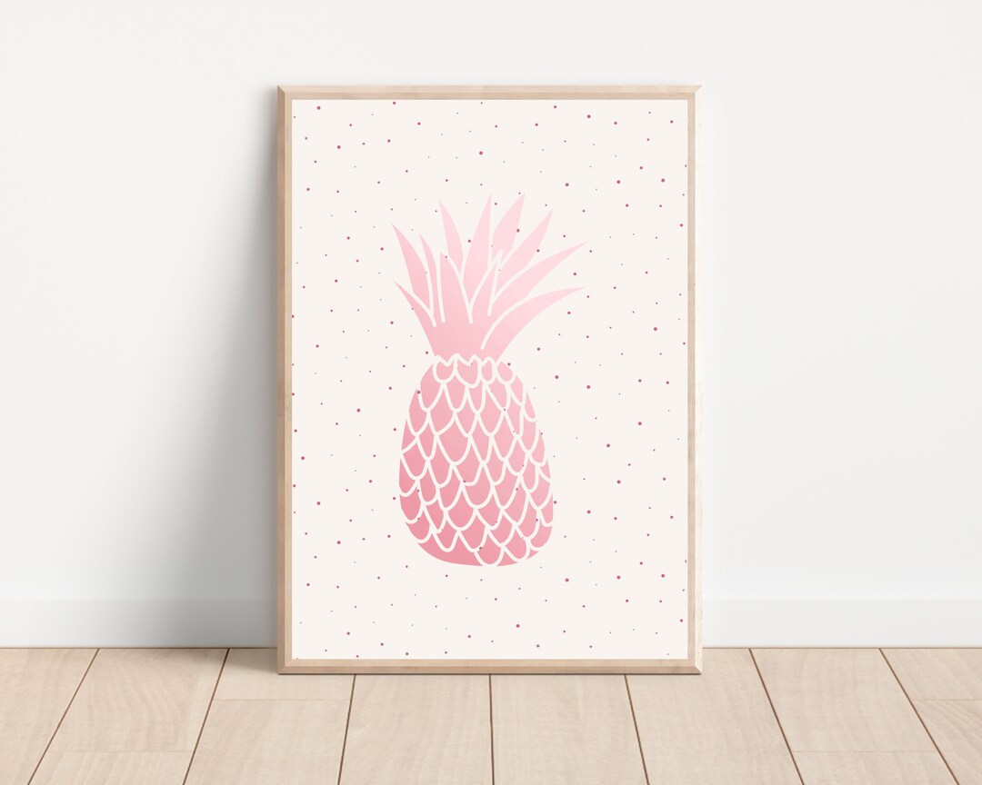 Tropical Pink Pineapple Fruit Wall Art Print, Pineapple Tropical Summer ...