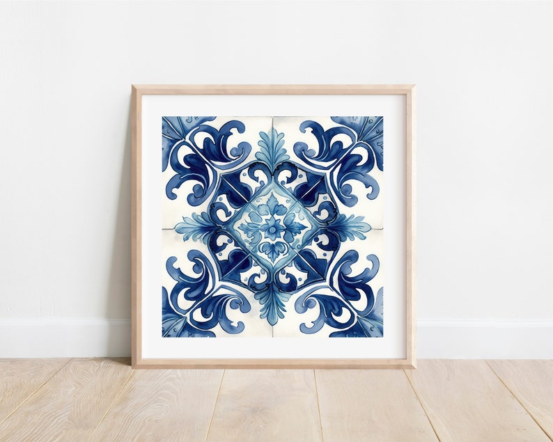 Spanish Tile Print Spanish Wall Art Watercolor Tile Artwork Spanish ...