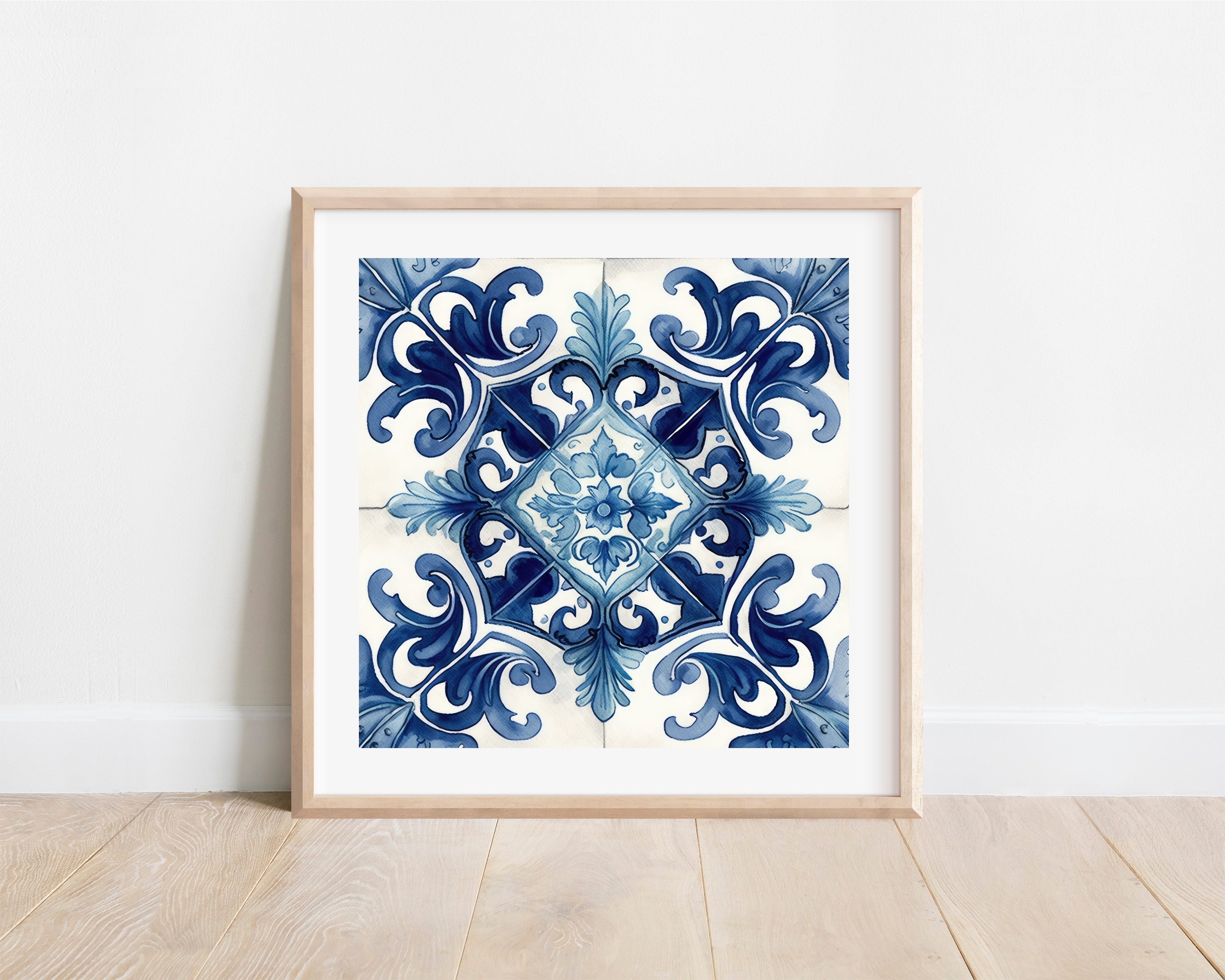 Spanish Tile Print Spanish Wall Art Watercolor Tile Artwork Spanish ...