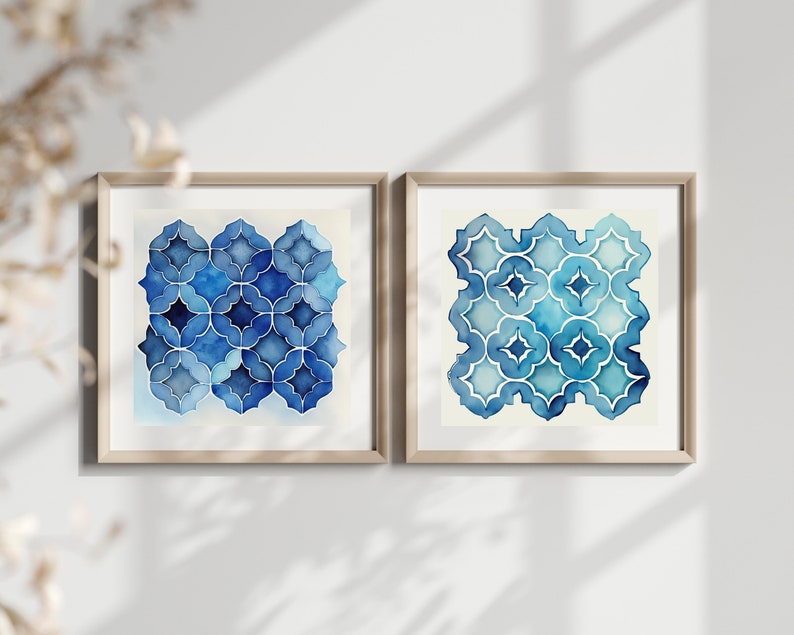 Moroccan Tile Print Moroccan Printable Wall Art Watercolor Tile Artwork ...