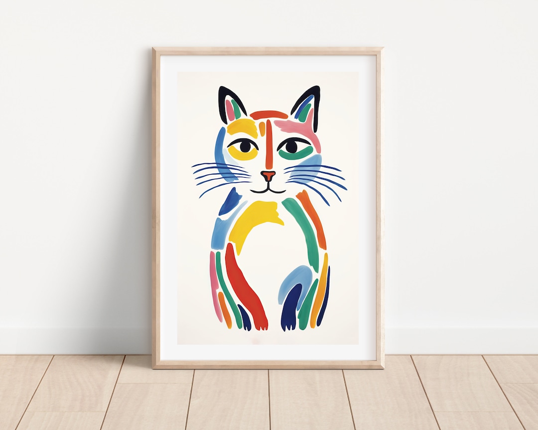 Matisse Inspired Cat Art Print, Abstract Matisse Cat Wall Art, Henri ...