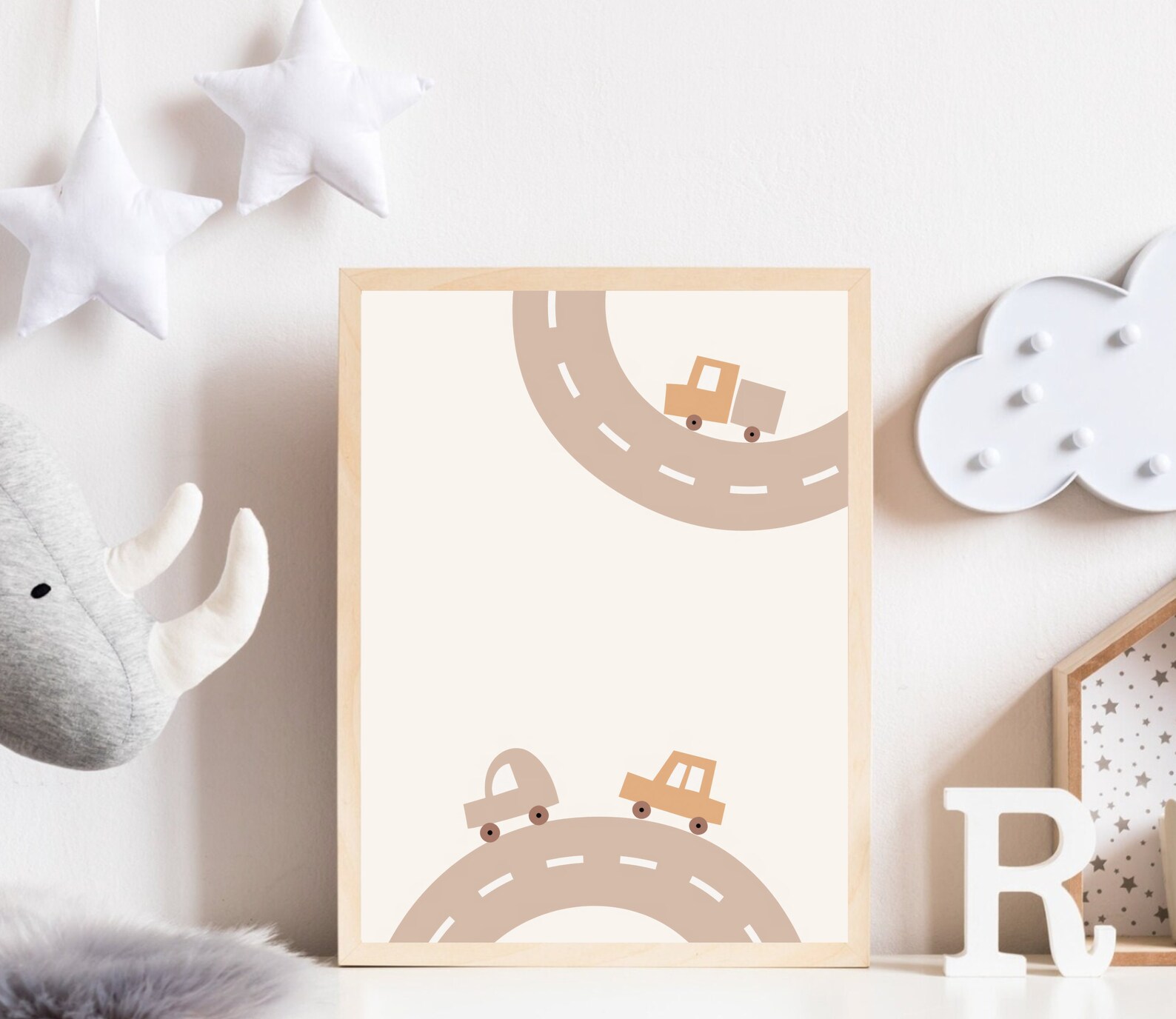 Boho Roads and Cars Nursery Wall Art Print, Transportation Theme for ...