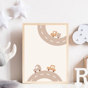 Boho Roads and Cars Nursery Wall Art Print, Transportation Theme for ...