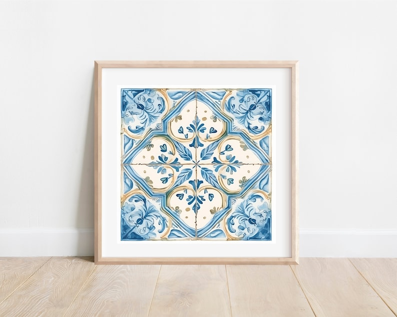Spanish Tile Print Watercolor Tile Artwork Spanish Wall Art Spanish ...