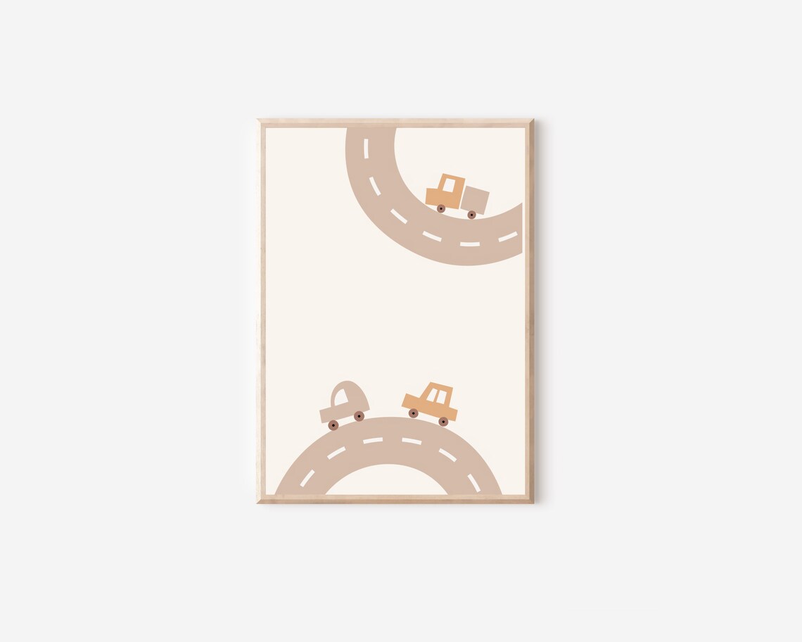 Boho Roads and Cars Nursery Wall Art Print, Transportation Theme for ...