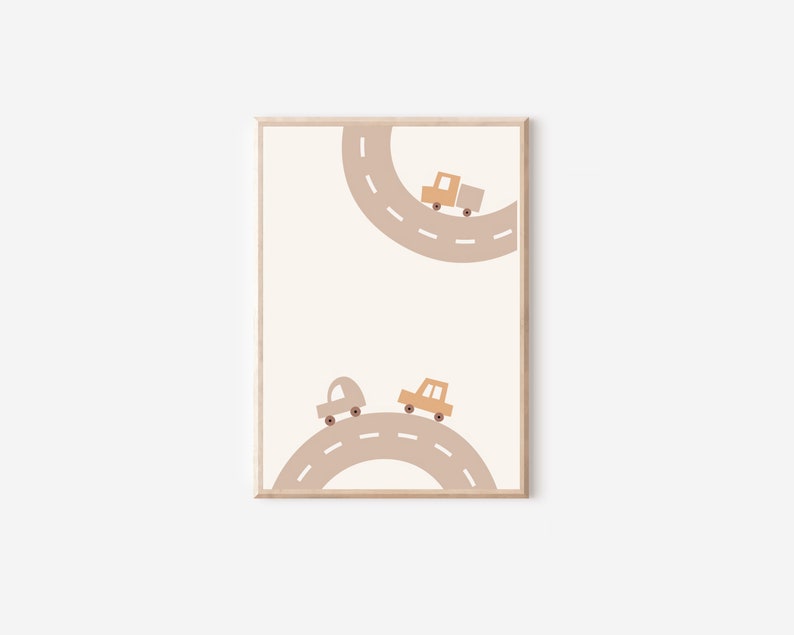 Boho Roads and Cars Nursery Wall Art Print, Transportation Theme for ...