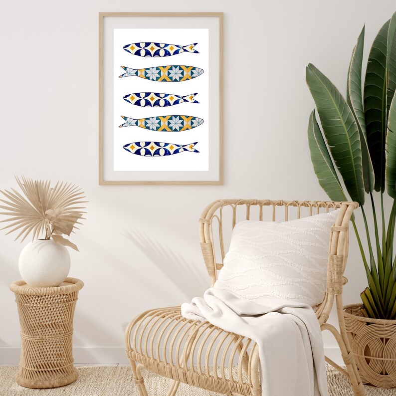 Portuguese Sardine Tile Wall Art Print, Portugal Sardine Tile Wall ...