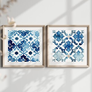Moroccan Tile Print Moroccan Printable Wall Art Watercolor Tile Artwork ...