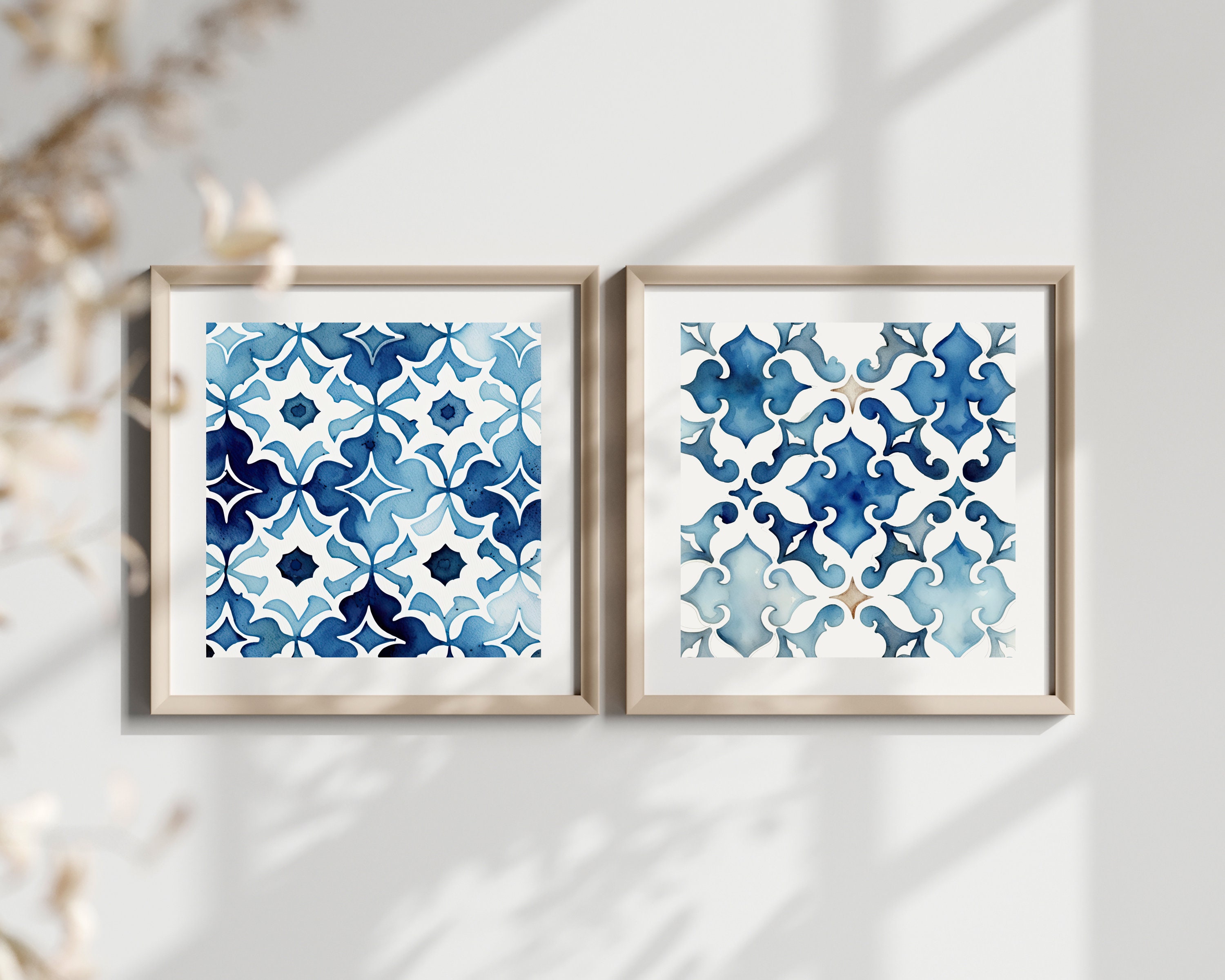 Moroccan Tile Print Moroccan Printable Wall Art Watercolor Tile Artwork ...