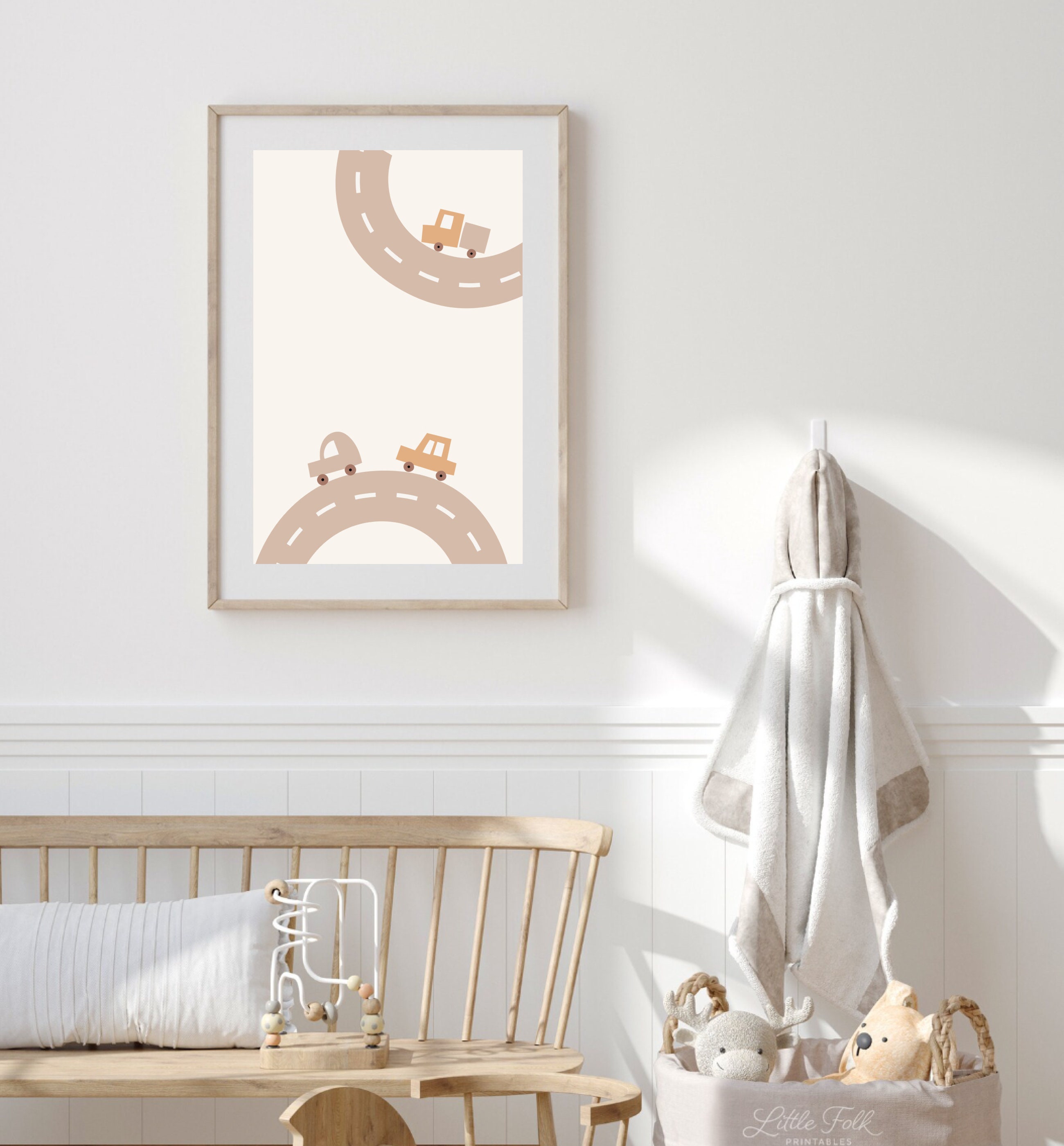Boho Roads and Cars Nursery Wall Art Print, Transportation Theme for ...