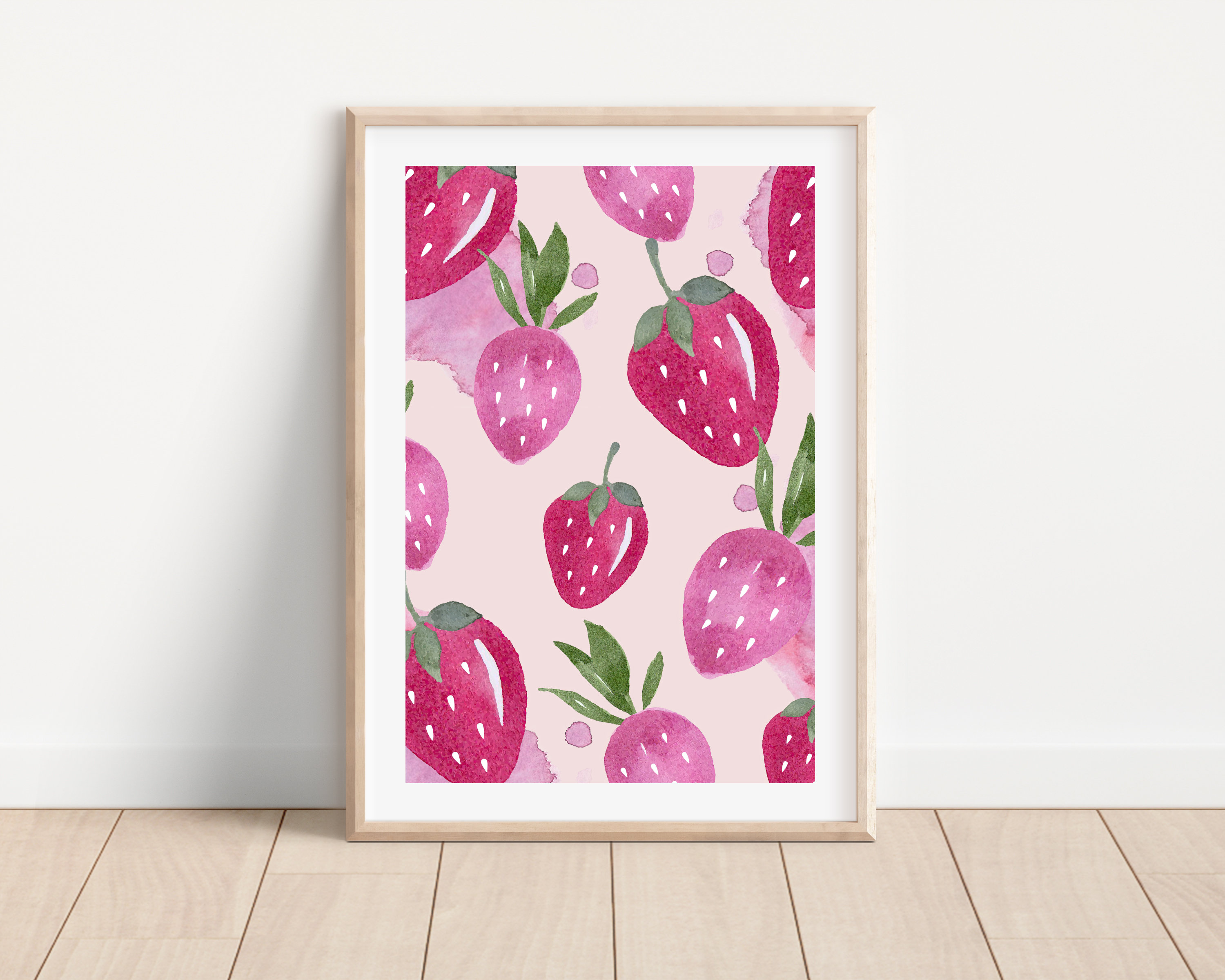 Watercolor Printable Strawberry Print Digital Strawberry Fruit Wall Art ...