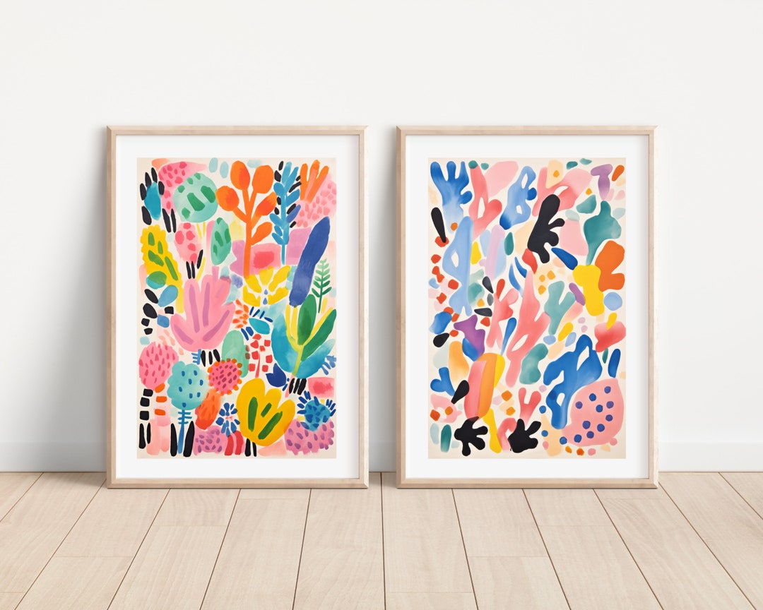 Matisse Abstract Flower Print Set, Matisse Abstract Botanical Wall Art ...