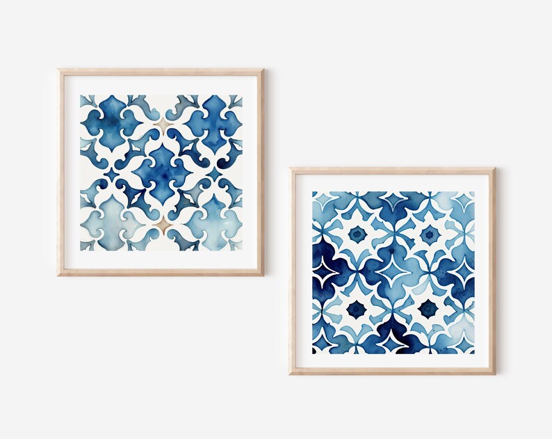 Moroccan Tile Print Moroccan Printable Wall Art Watercolor - Etsy