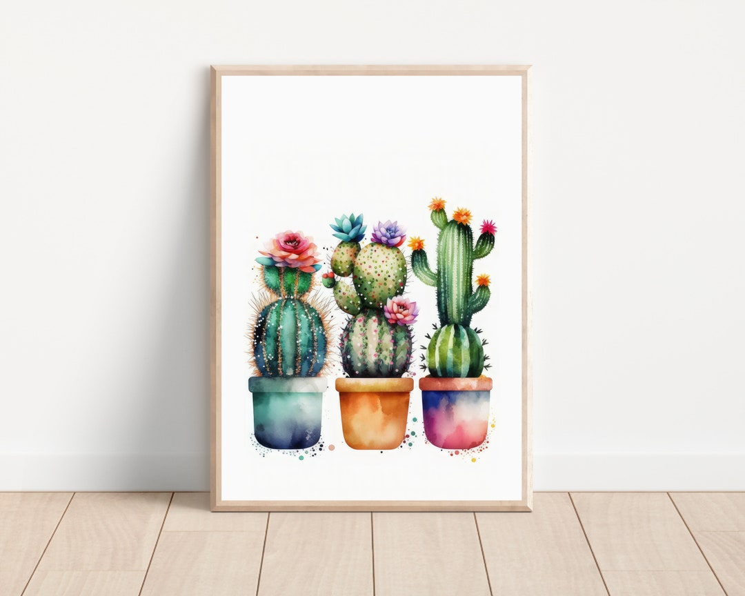 Mini Cactus Print Watercolor Original Cactus Painting Cactus ...