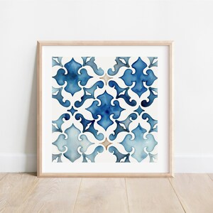 Moroccan Tile Print Moroccan Printable Wall Art Watercolor Tile Artwork ...