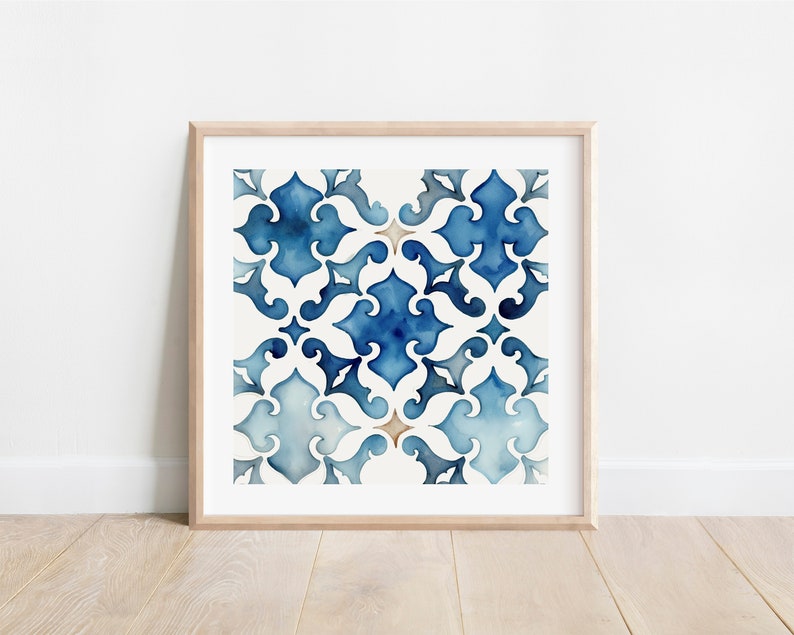 Moroccan Tile Print Moroccan Printable Wall Art Watercolor - Etsy