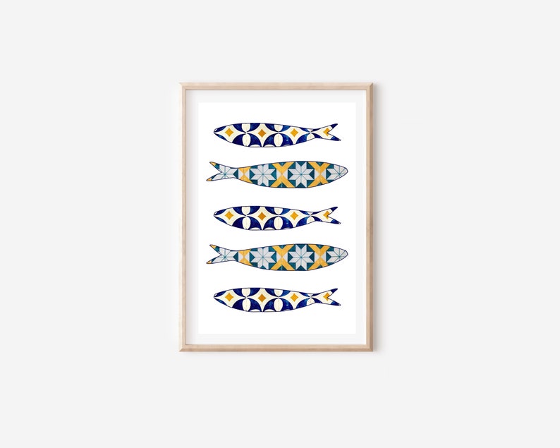 Portuguese Sardine Tile Wall Art Print Portugal Sardine Tile - Etsy