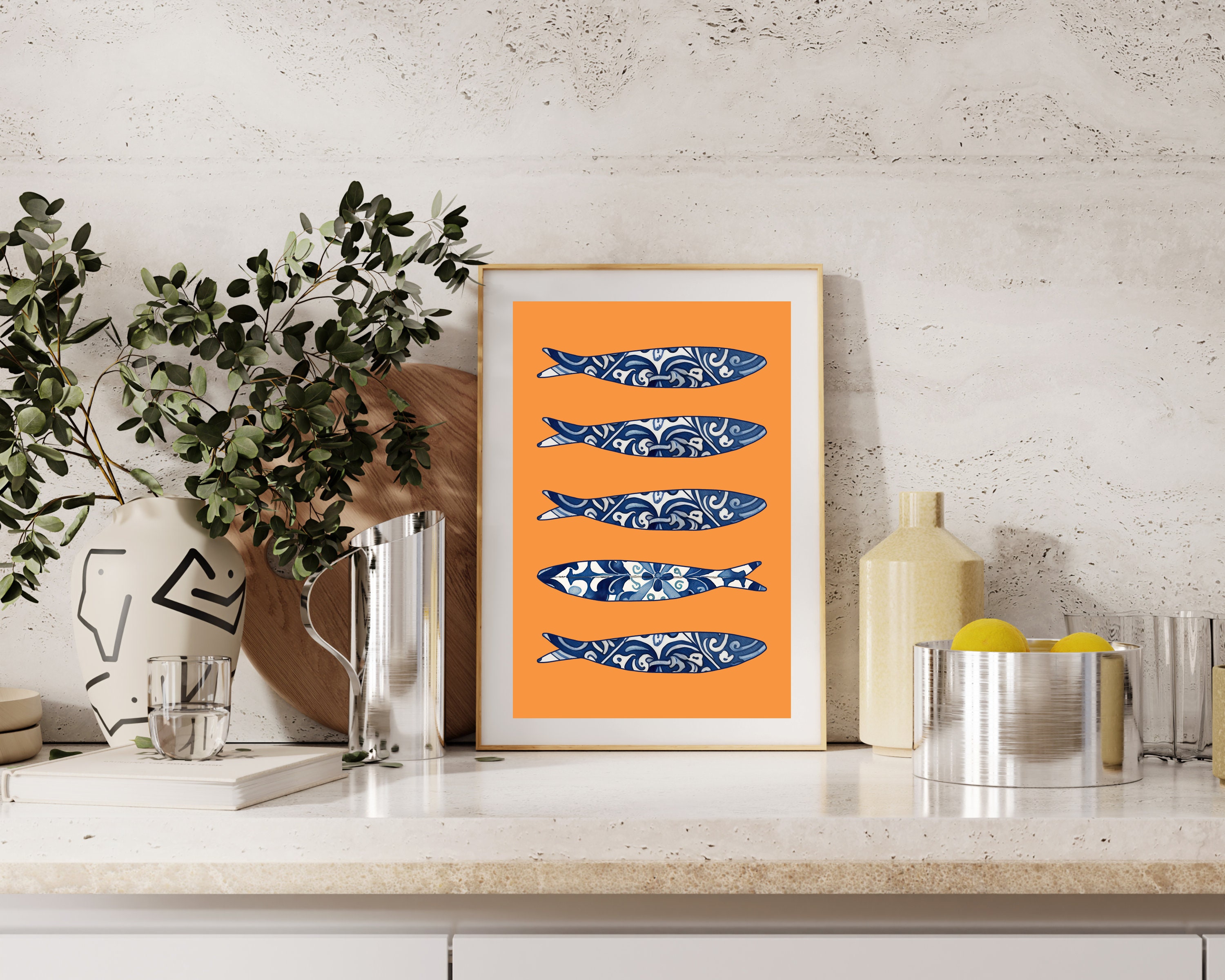 Portuguese Sardine Tile Print, Portugal Tile Art, Portuguese Wall Art ...
