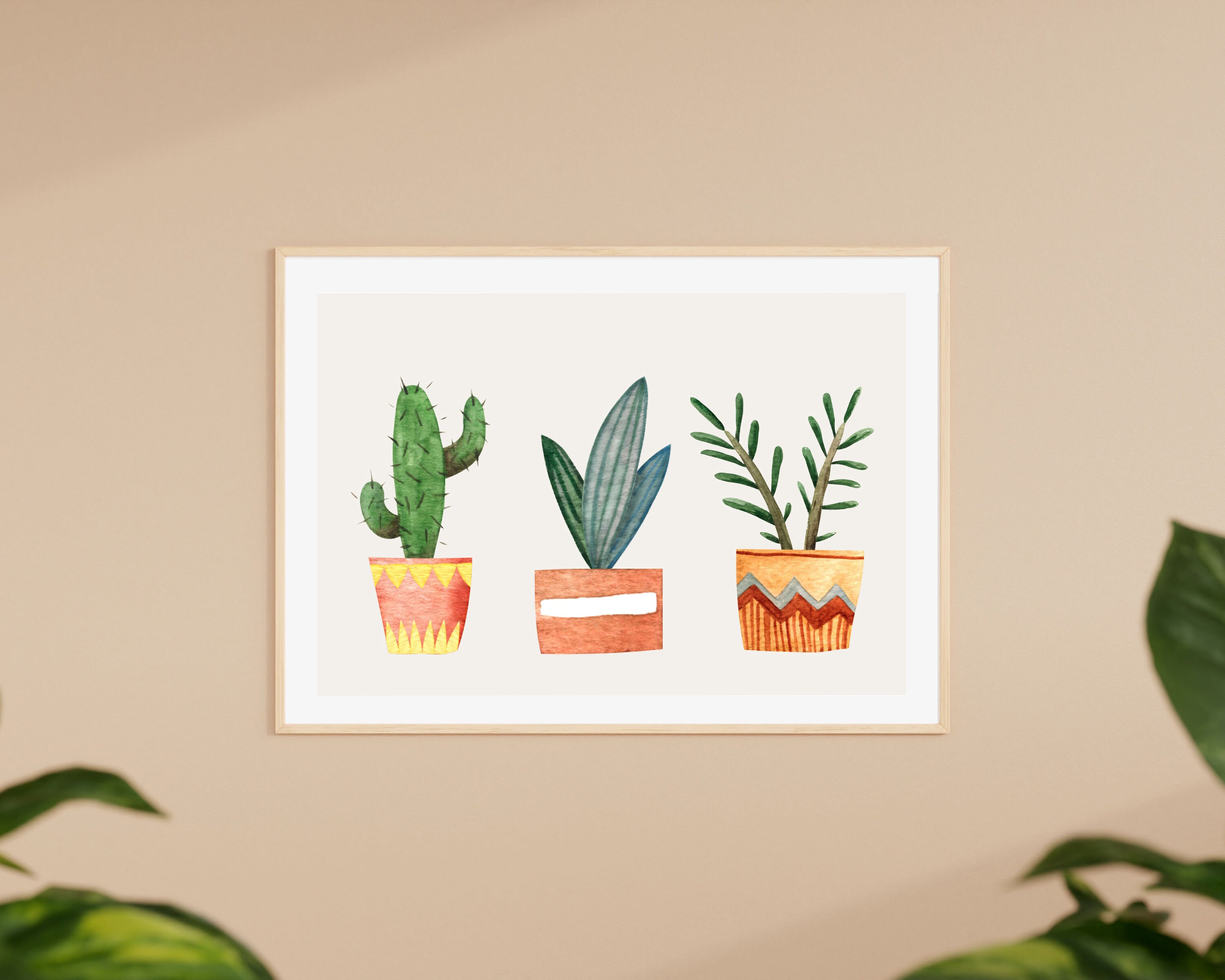 Boho Printable Cactus Wall Art, Boho Cactus Wall Decor, Watercolor ...