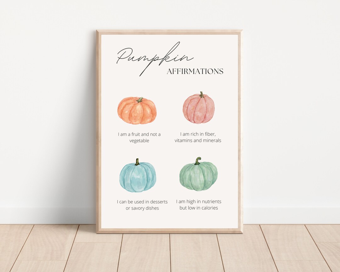 Boho Fall Pumpkin Affirmations Wall Art Print, Watercolor Pumpkin ...